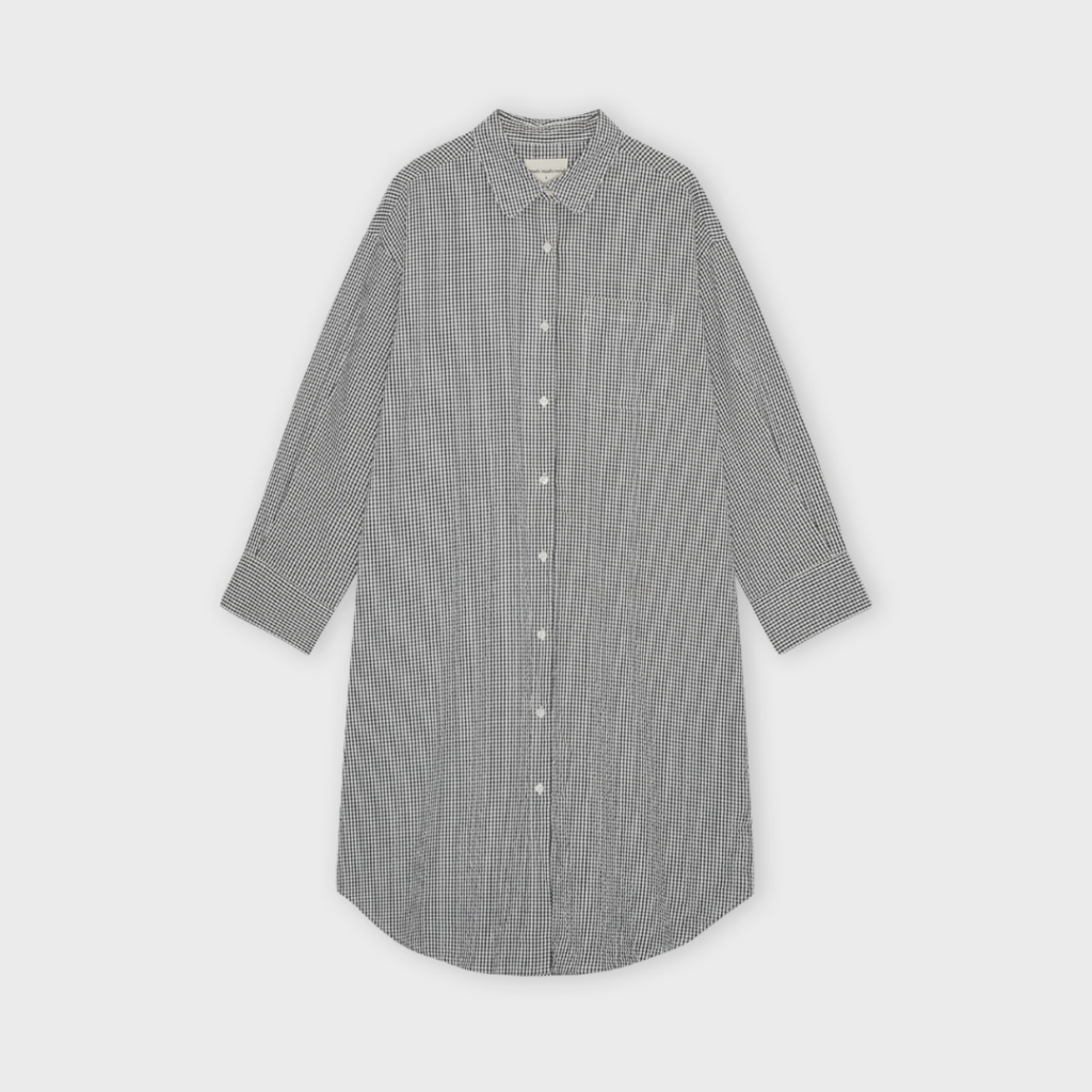 Moshi Moshi Mind - Heaven Shirtdress Gingham, Ecru/Navy - Merci-Give