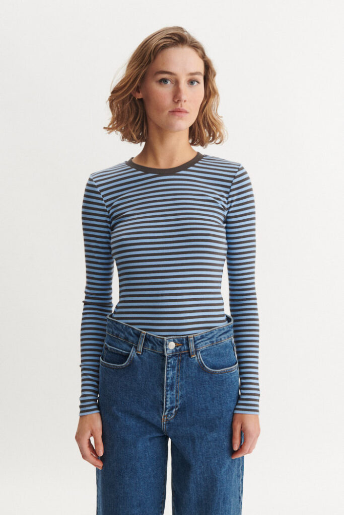 Basic Apparel - Ludmilla LS Tee - Frossen fjord / Ravn - Merci-Give