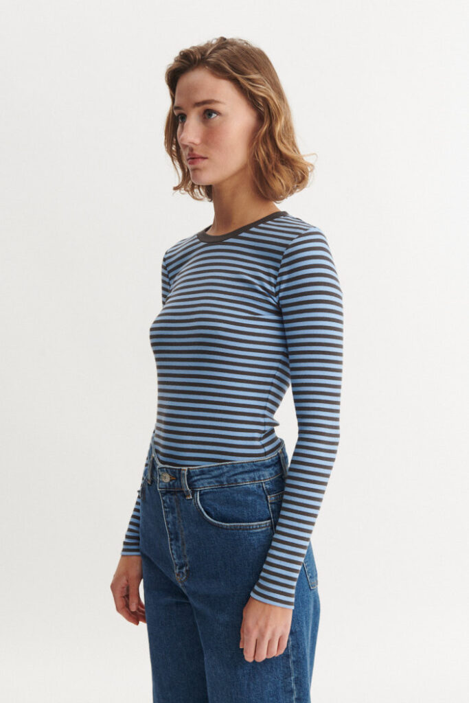 Basic Apparel - Ludmilla LS Tee - Frossen fjord / Ravn - Merci-Give